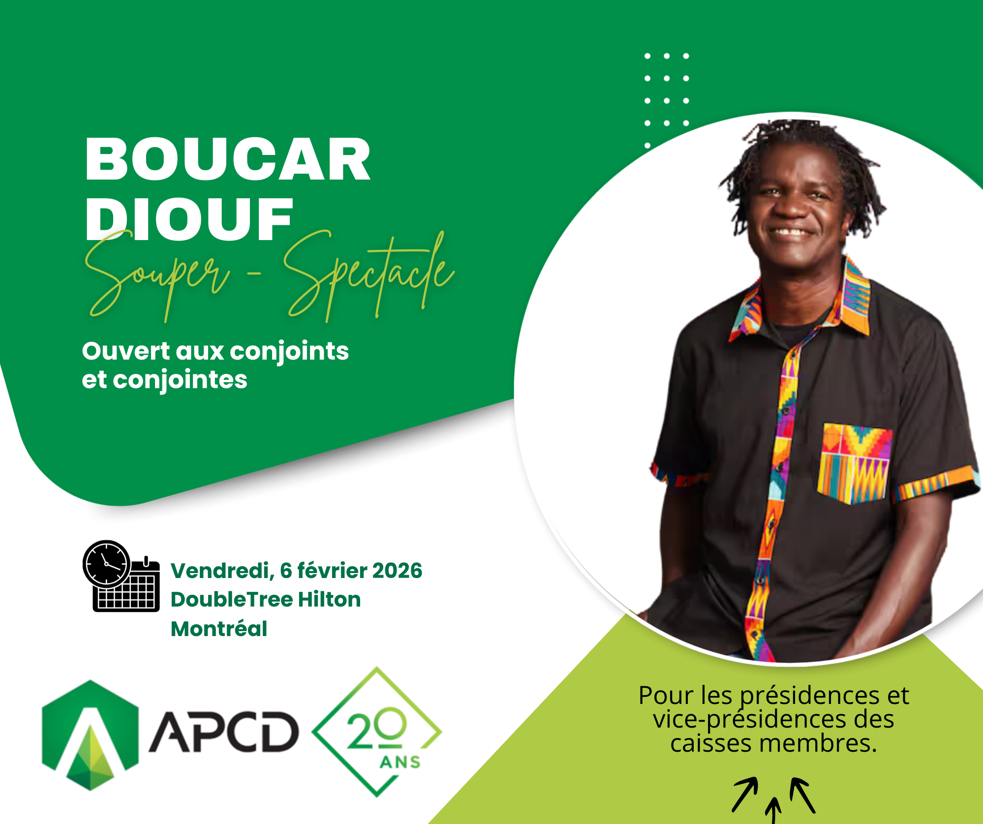 Souper-spectacle avec Boucar Diouf (réservé aux présidences et vice ...